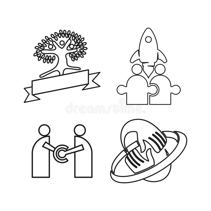 Tree Handshake Commitment Teamwork Together Outline Logo Vector Stock ...