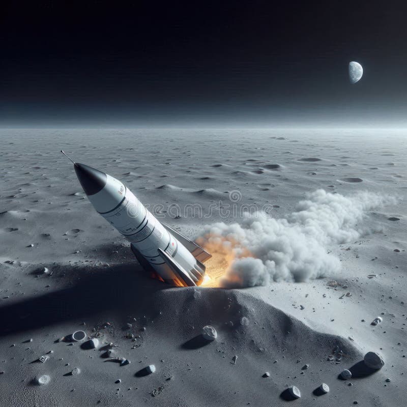 A Rocket Trying To Take Off from the Surface of the Moon. Stock Photo ...