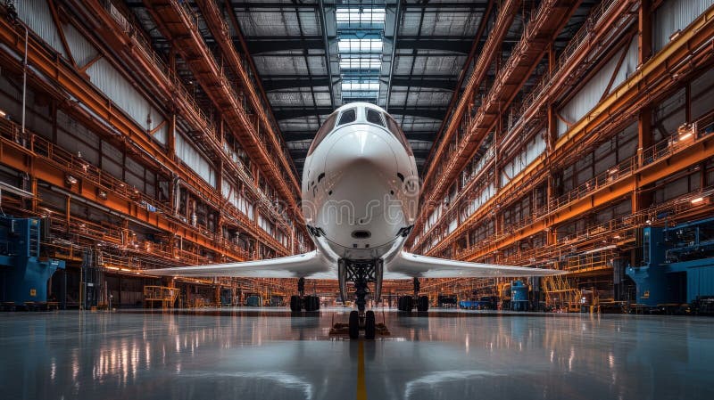 Rocket Undergoing Refurbishment in a Spacious Aerospace Facility Showcasing Advanced Technology ...