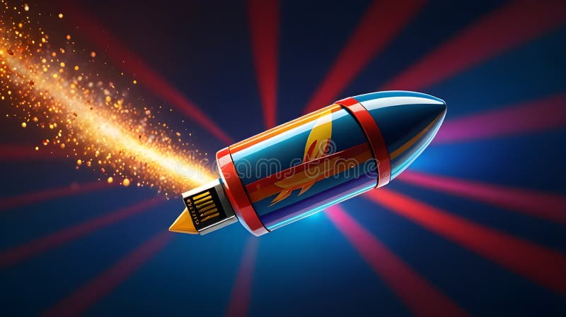 Rocket Usb Drive Launches Data Stock Illustration - Illustration of ...