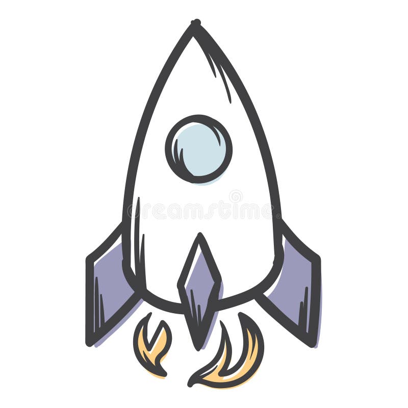 Rocket. Vector Hand Drawn Illustration for Sticker, Print Stock ...