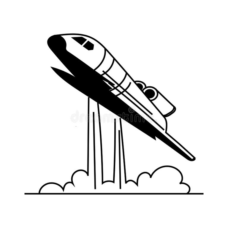 Rocket Vector Icon. Space Launch Symbol. Black Flight Figure. White ...