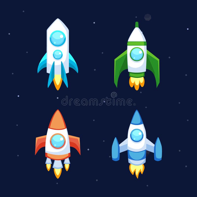 Rocket Vector Icons Isolated Stock Vector - Illustration of launch ...