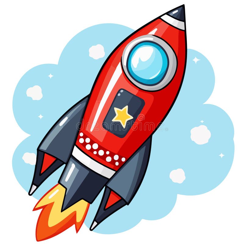 Rocket Vector Illustration - Cute Style Stock Vector - Illustration of ...