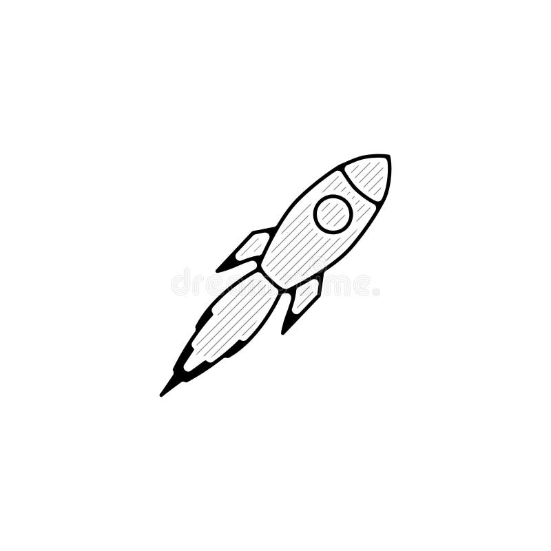 Rocket Thin Line Icon. Rocket Hand Drawn Thin Line Icon Stock Vector ...