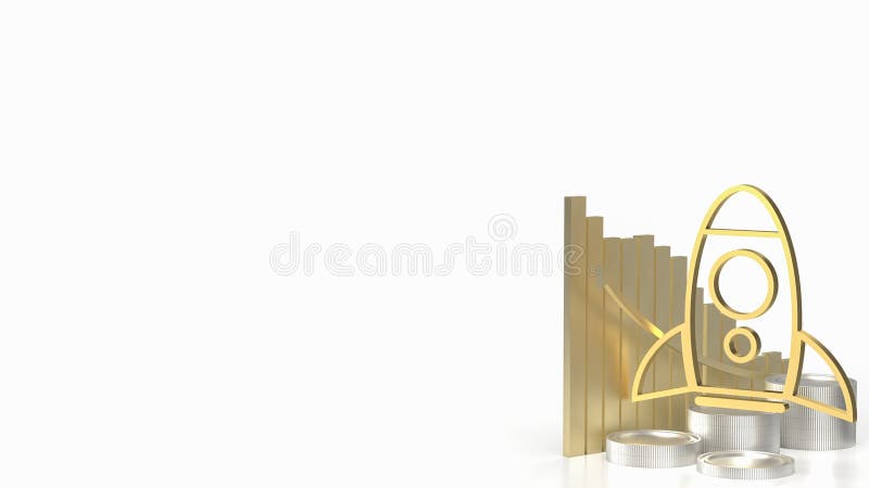 The Gold Rocket for Startup or Business Concept 3d Rendering Stock ...