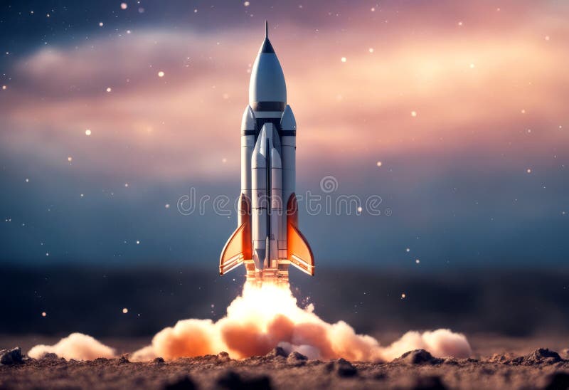 Rocket View Open Background Wide Panoramic Space Black Fly Commercial ...