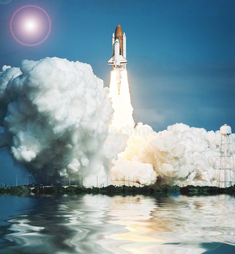 A Rocket and a Water Ripples. the Elements of this Image Furnished by ...