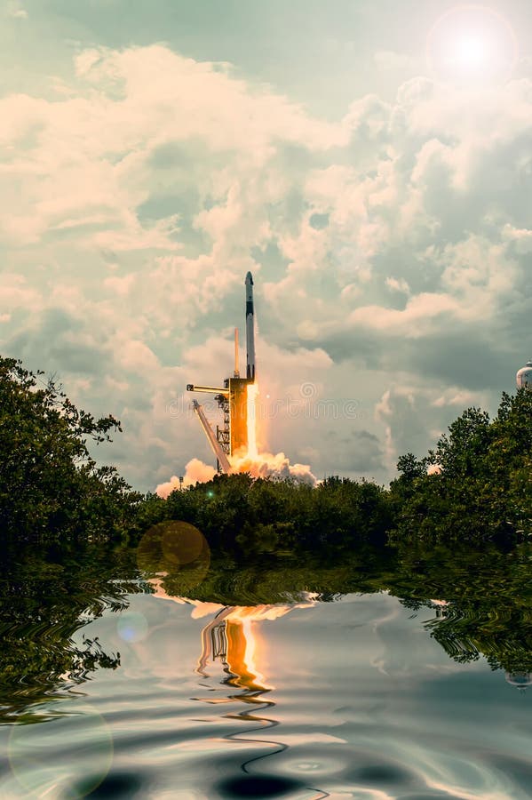 Rocket and the Water with Trees.the Elements of this Image Furnished by ...