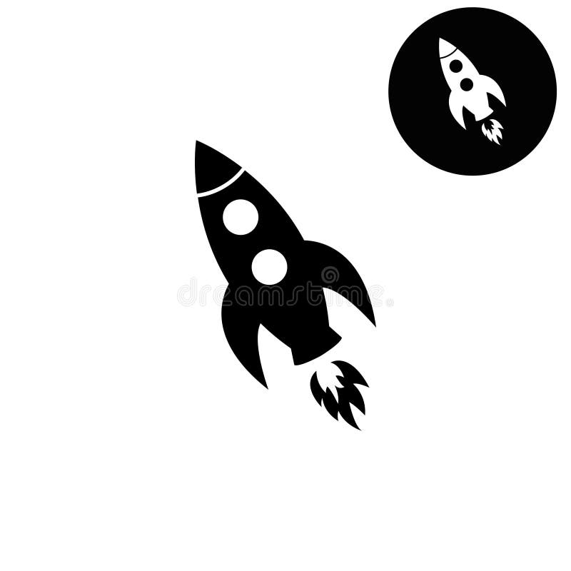 Rocket - white vector icon stock vector. Illustration of fire - 138383435