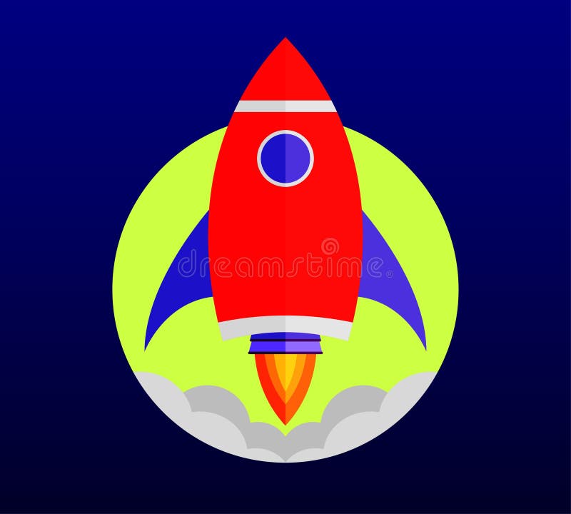 Flat Design Rocket Icon with Attractive Colors Stock Vector ...