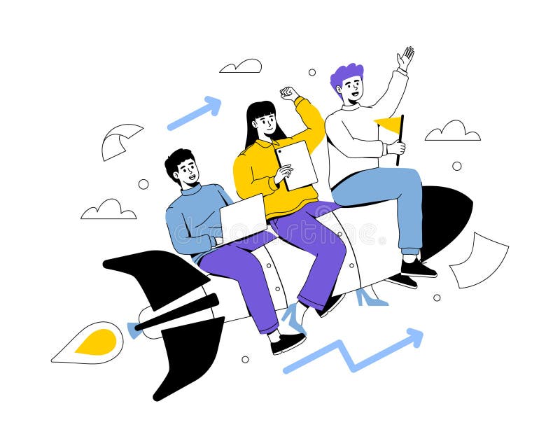 Rocketing Towards Success stock vector. Illustration of people - 343113305