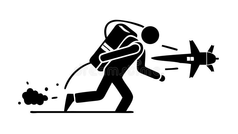 Rocketman Flight Icon: Space Exploration Propulsion, Vector Design ...