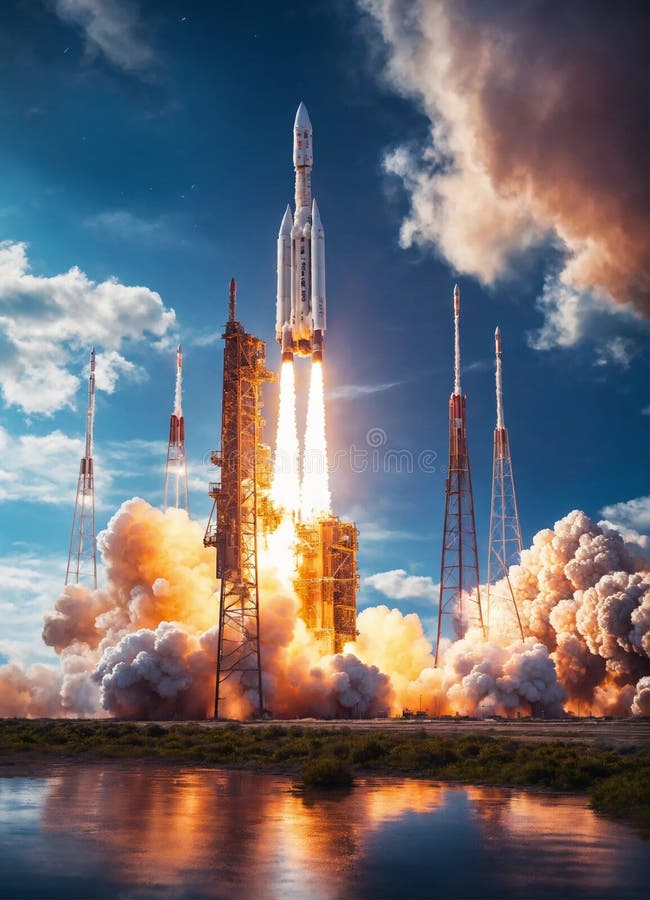 Rockets Fly into the Sky. Selective Focus Stock Image - Image of ...