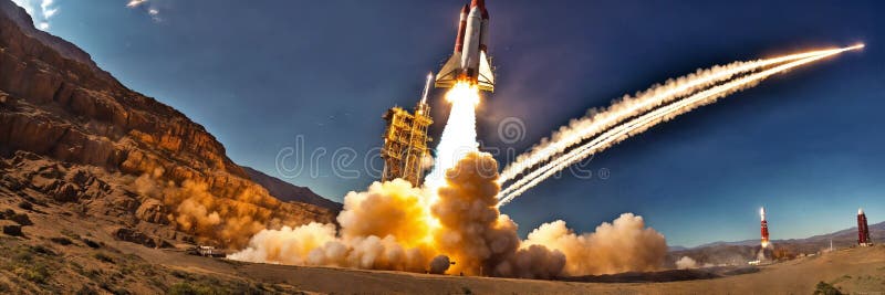 Rockets Fly into the Sky. Selective Focus Stock Image - Image of star ...