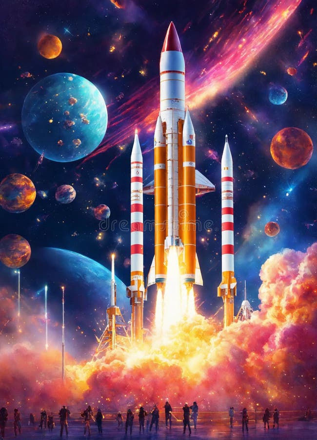 Rockets Fly into the Sky. Selective Focus Stock Photo - Image of ...