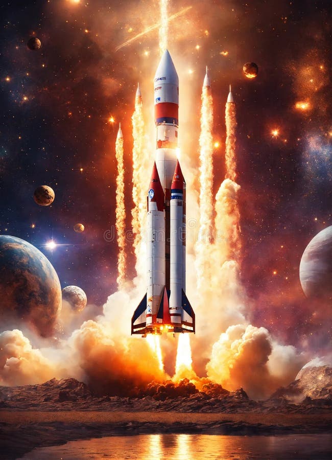 Rockets Fly into the Sky. Selective Focus Stock Image - Image of earth ...