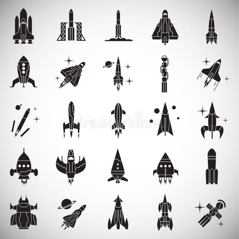 Rockets Icons Set on White Background for Graphic and Web Design ...