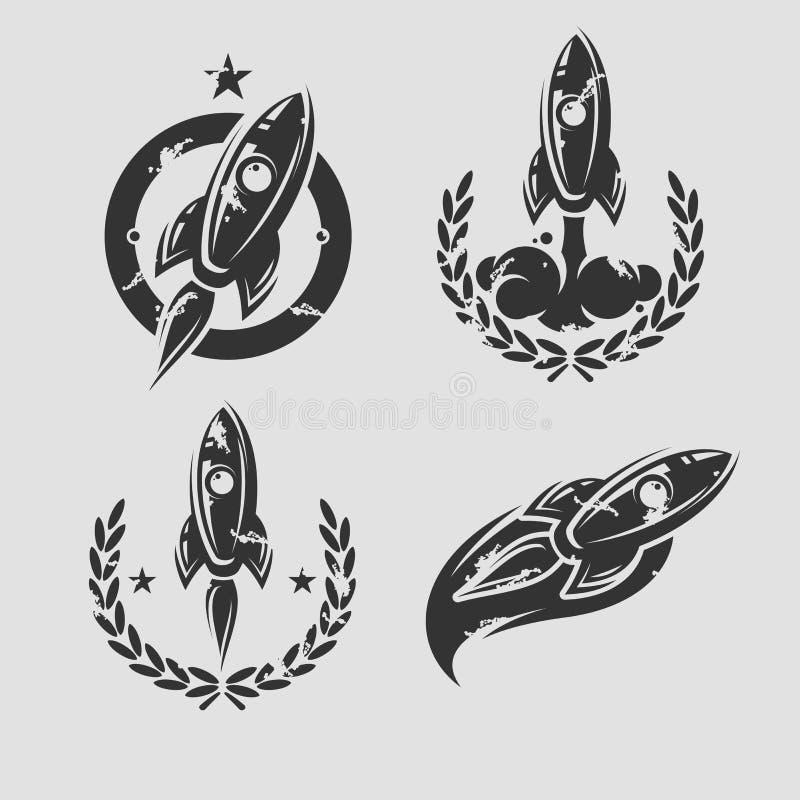 Rockets Labels and Icons Set. Vector Stock Vector - Illustration of ...