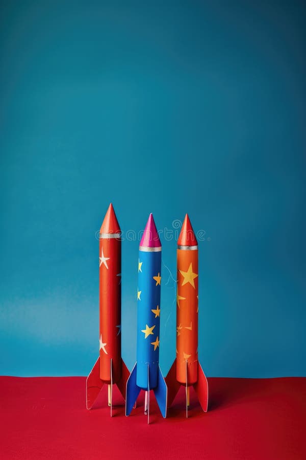 Rockets on Red Surface stock image. Image of science - 382556599
