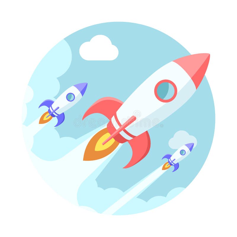Rockets in the Sky. Modern Flat Style Illustration. Stock Illustration ...