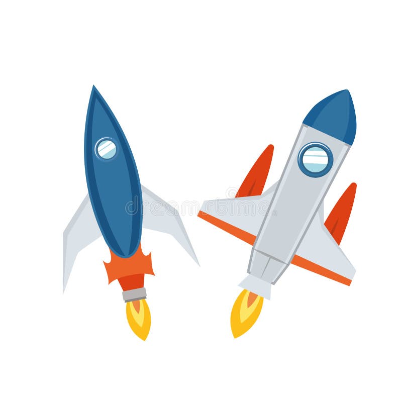 Rockets Taking Off in White Background Stock Vector - Illustration of ...