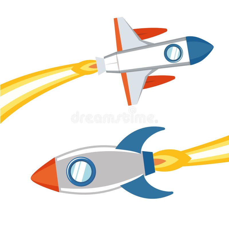 Rockets Taking Off in White Background Stock Vector - Illustration of ...