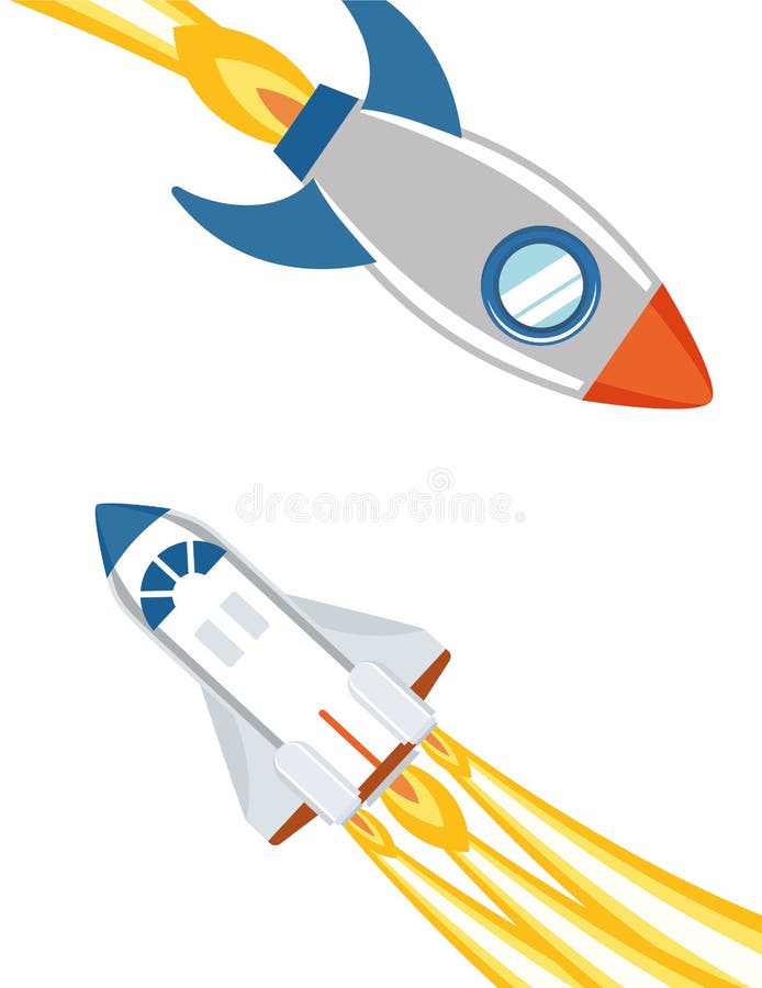 Rockets Taking Off in White Background Stock Vector - Illustration of ...