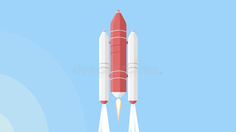 Red Rocket with 2 Boosters and Turbos Stock Vector - Illustration of ...