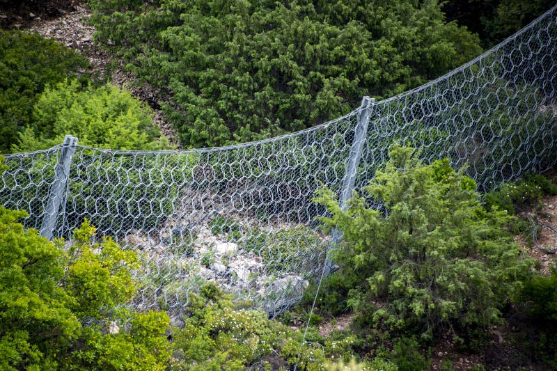 Rockfall Catchment Fence stock photo. Image of italy - 301430694