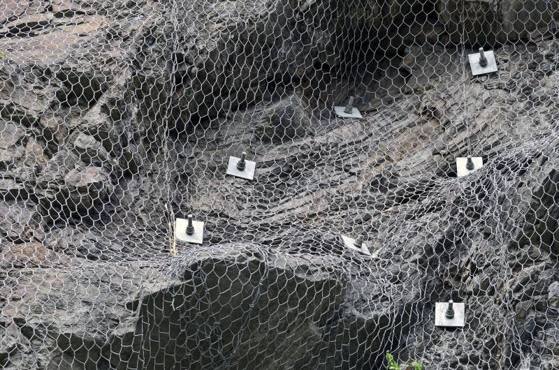 Rockfall netting stock photo. Image of border, cross - 32770134