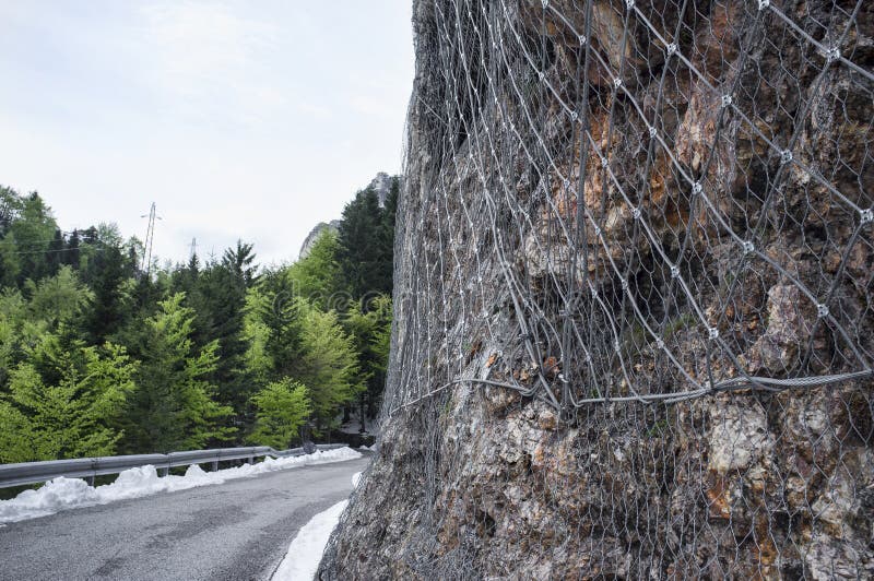 Rockfall protection nets stock image. Image of rockfall - 163991987