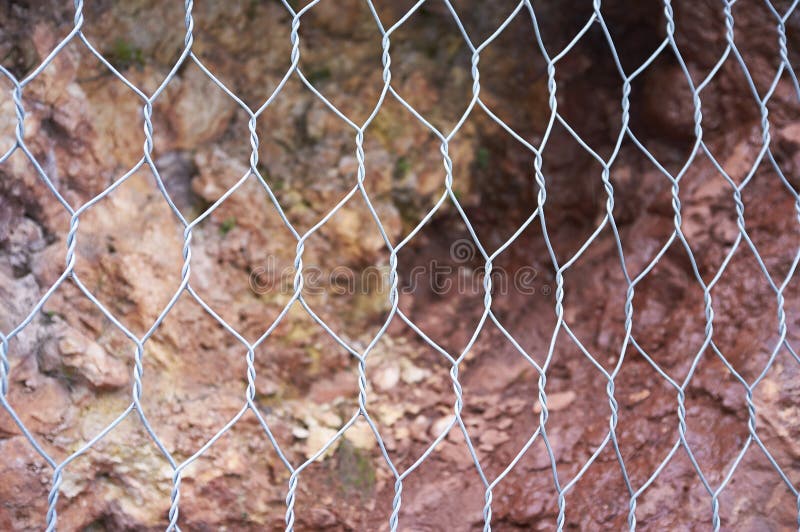 Rockfall Protection Netting, Safety Wire Mesh in the Mountains Stock ...