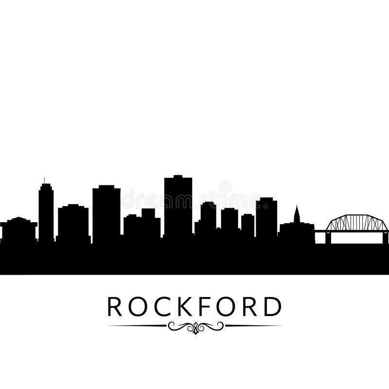 Rockford with Illinois Skyline Silhouette Stock Illustration ...