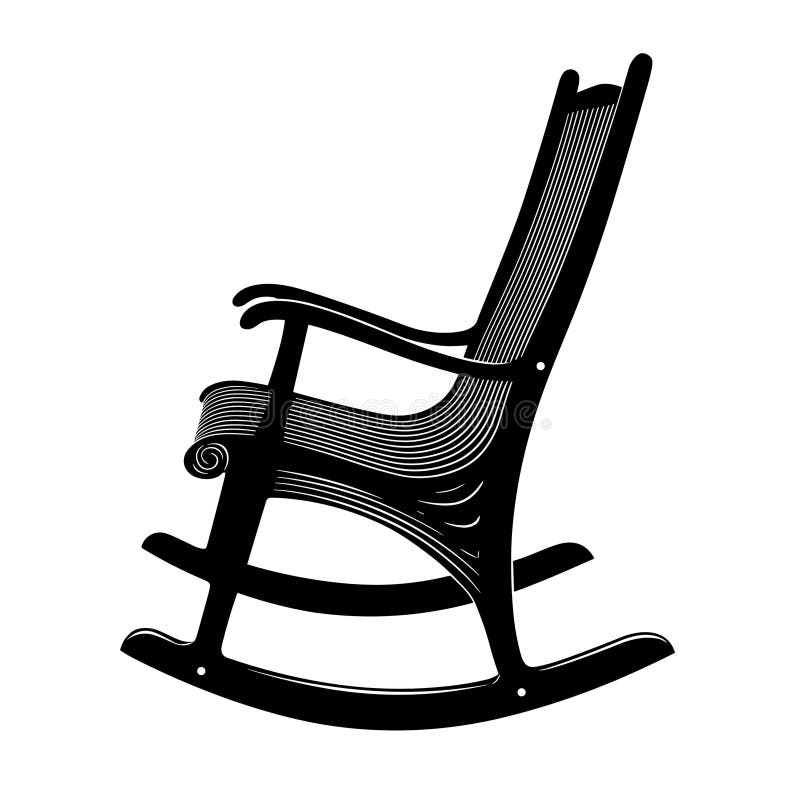 Rocking Chair in Black Silhouette Style Stock Illustration ...
