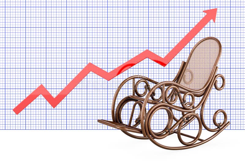 Rocking Chair with Growing Chart, 3D Rendering Stock Illustration ...