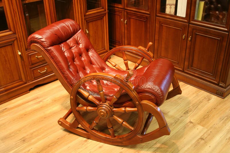 Rocking chair leather stock photo. Image of victorian - 1002714