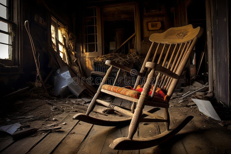 Rocking Chair in a Run Down Room Stock Illustration - Illustration of ...