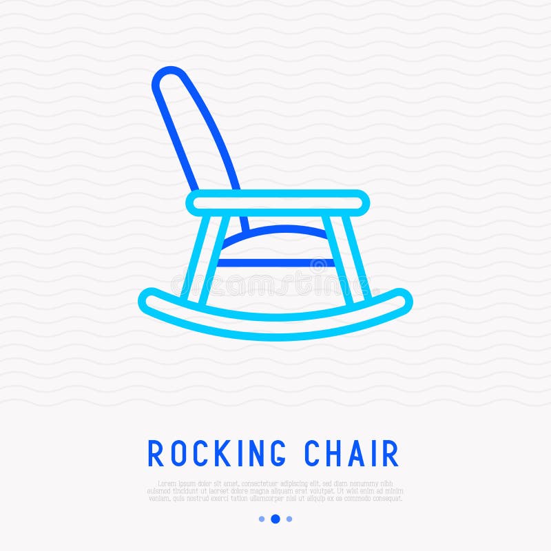 Rocking Chair Thin Line Icon Stock Vector - Illustration of style, wood ...