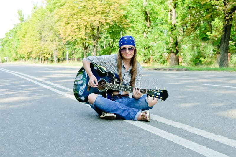 Rocking girl stock photo. Image of hair, guitar, instrument - 13443214