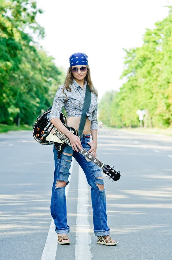Rocking girl stock photo. Image of guitar, musical, hair - 13443268