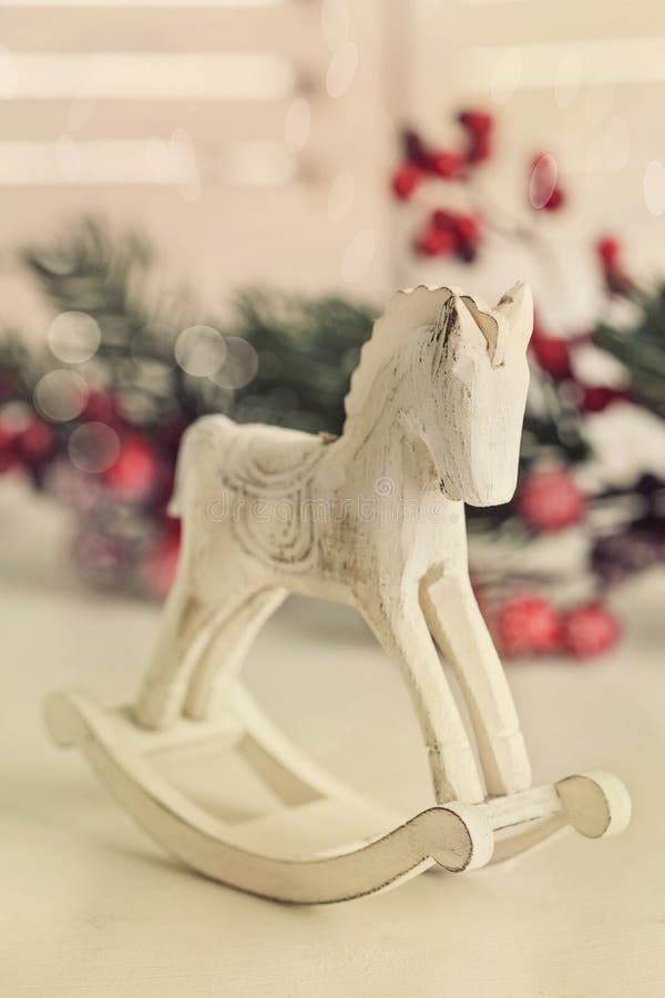 Vintage Wood Rocking Horse and Old Toys in Attic Stock Image - Image of ...