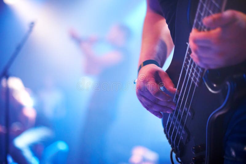 Rocking Out. Cropped Image of a Young Guitarist Playing on Stage. Stock ...