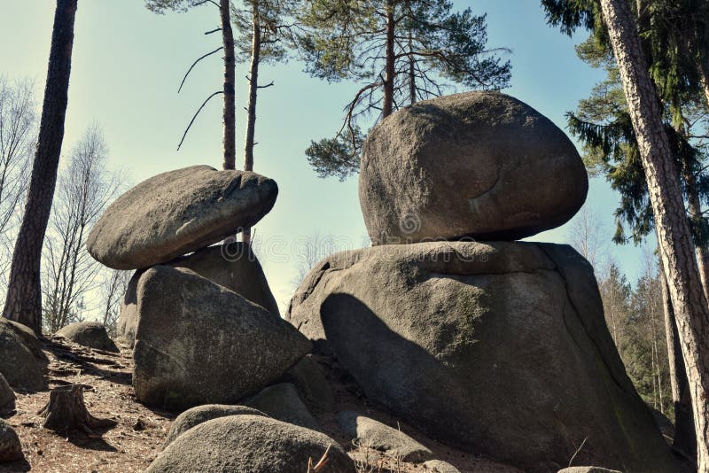 The Logan-stones Near Petrohrad, Louny District, Czech Republic. Stock ...