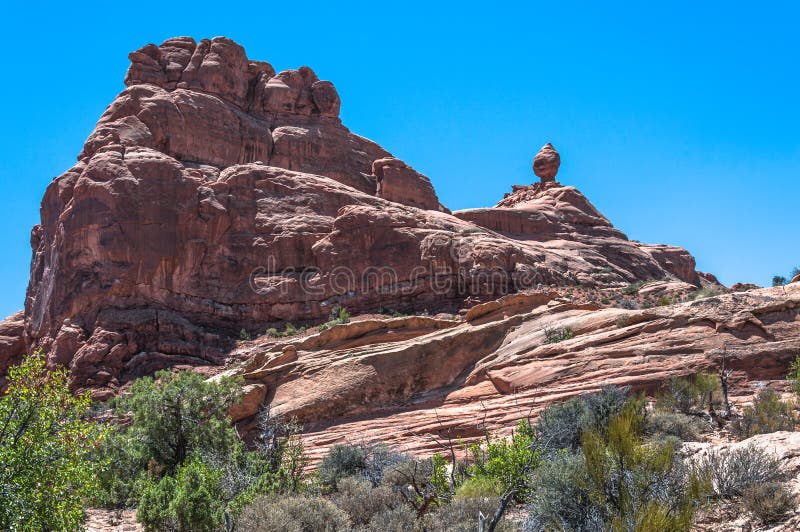 Rocks in Arches National Park, Utah Stock Photo - Image of shrub ...