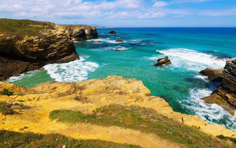 Rocks at Atlantic Coast in Spain Stock Photo - Image of deep, cave ...