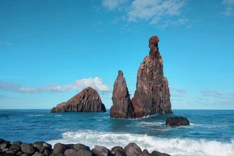 Rocks in the Atlantic Island Near the Island of Madeira. Stock Image ...