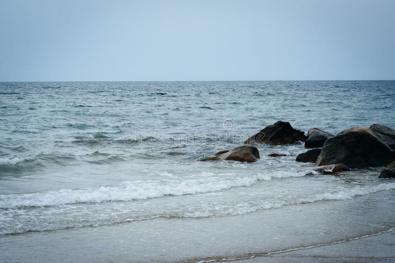 Rocks in the Atlantic Ocean at Town Beach, in Sandwich, Cape Cod Stock ...