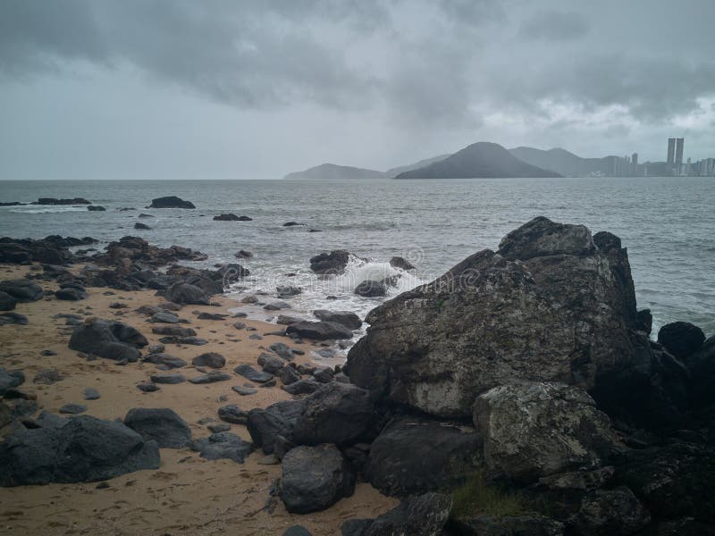 Rocks on the Beach after the Storm Stock Photo - Image of equipment ...