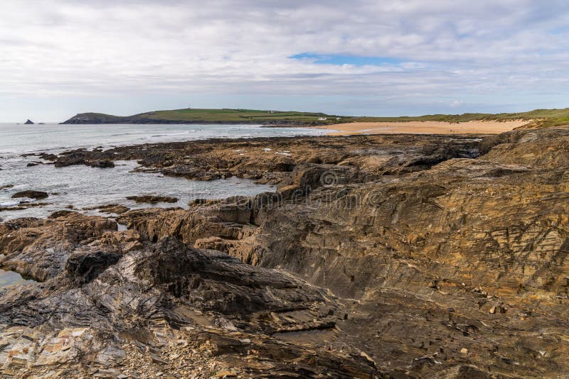 The Rocks and the Beach in Treyarnon Bay, Cornwall, England Stock Photo ...